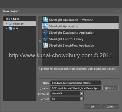 Customizing Silverlight ChildWindow Style using Blend | Kunal Chowdhury